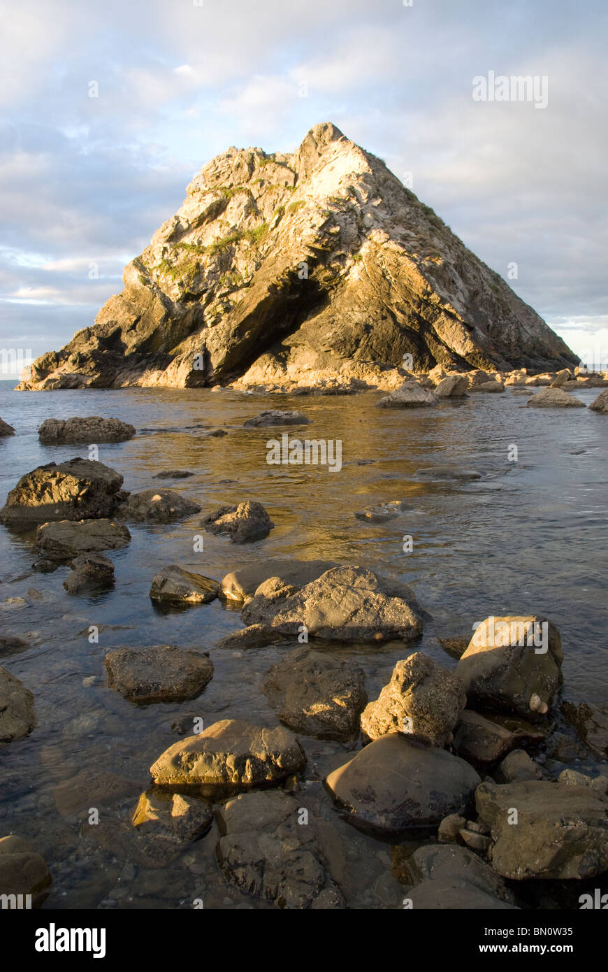 Pyramid shaped rock, Wairaka Point, Pukerua Bay, Wellington, New ...