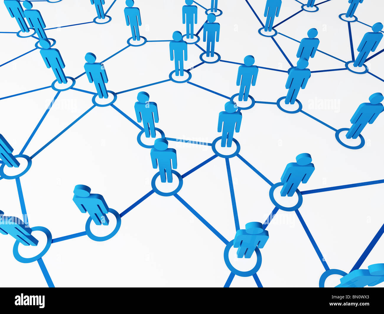 3d image of blue virtual people, connect on white background Stock ...