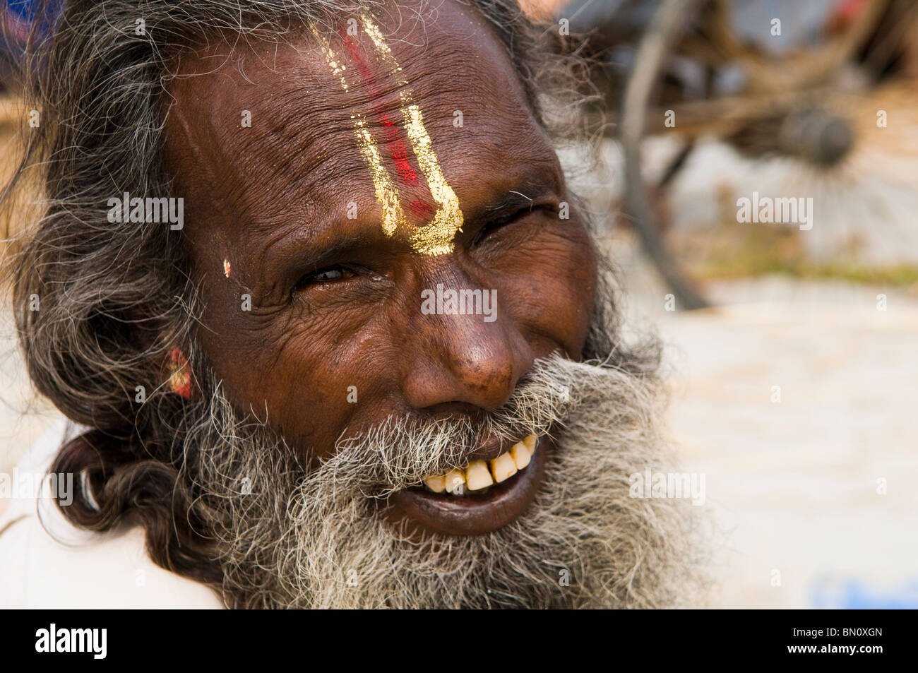 The smiling sadhu Stock Photo - Alamy