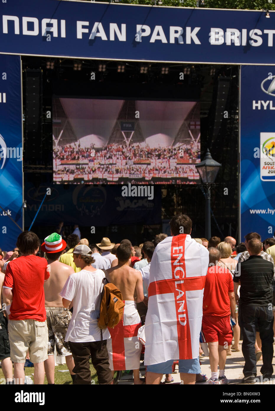 Fans watching english World Cup Game in Fan Park, Bristol, UK Stock ...