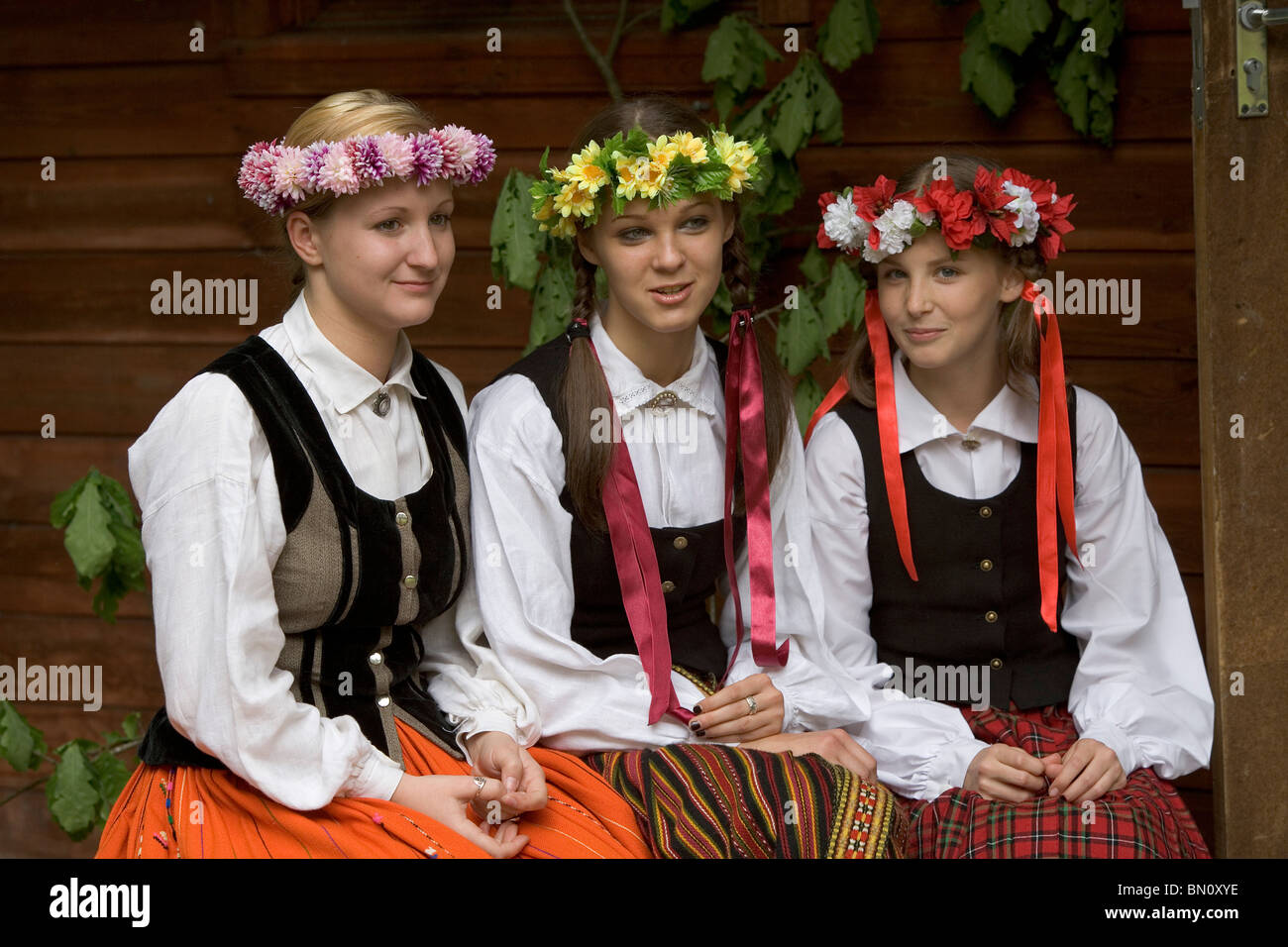 Latvia,Latvian folklore,Traditional costumes Stock Photo - Alamy