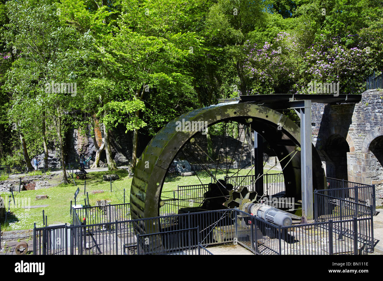 Waterwheel providing electric power at the old Aberdulais Tin Works ...