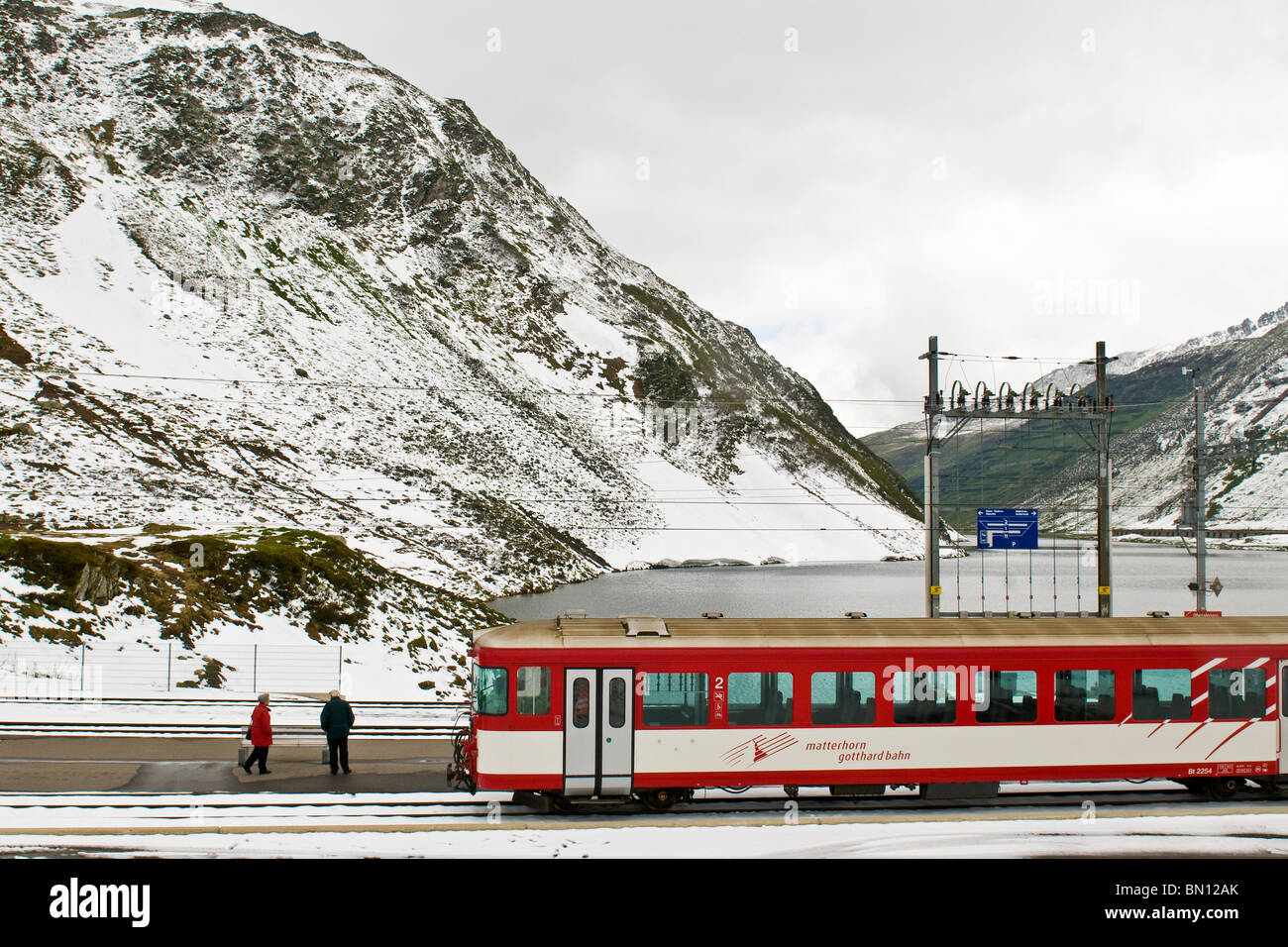 Glacier express train, Oberalp pass, Canton Uri, Switzerland Stock Photo - Alamy