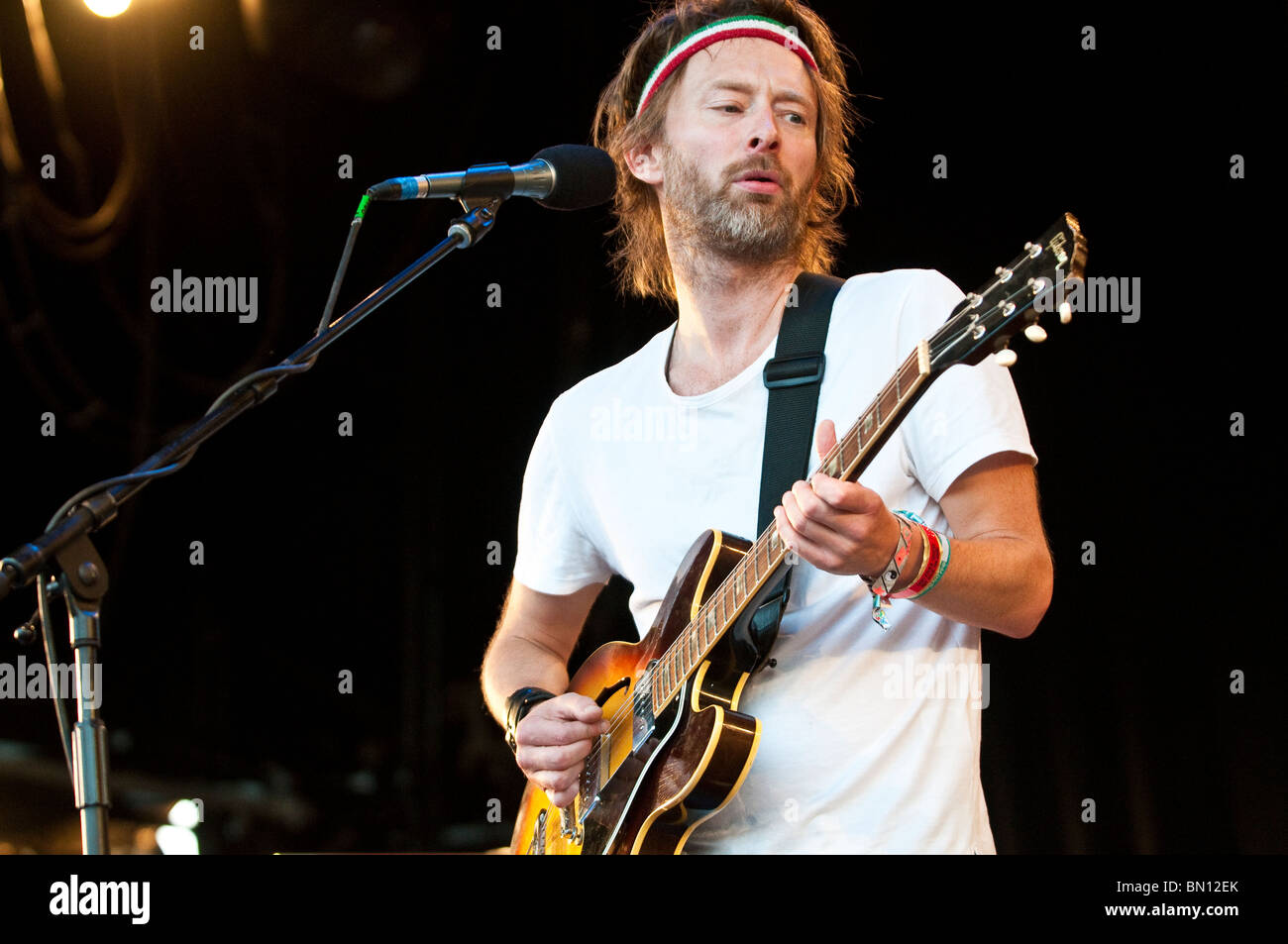 Thom York, special guest at Glastonbury 2010 performing live Stock ...