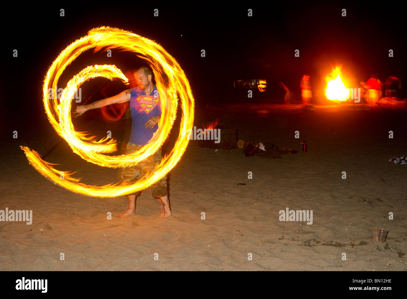 Fire Dancers Perform on Golden Gardens Beach in Seattle WASHINGTON ...