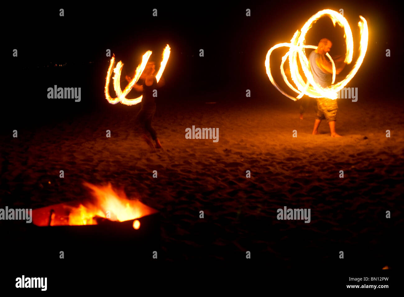 Fire Dancers Perform on Golden Gardens Beach in Seattle WASHINGTON ...