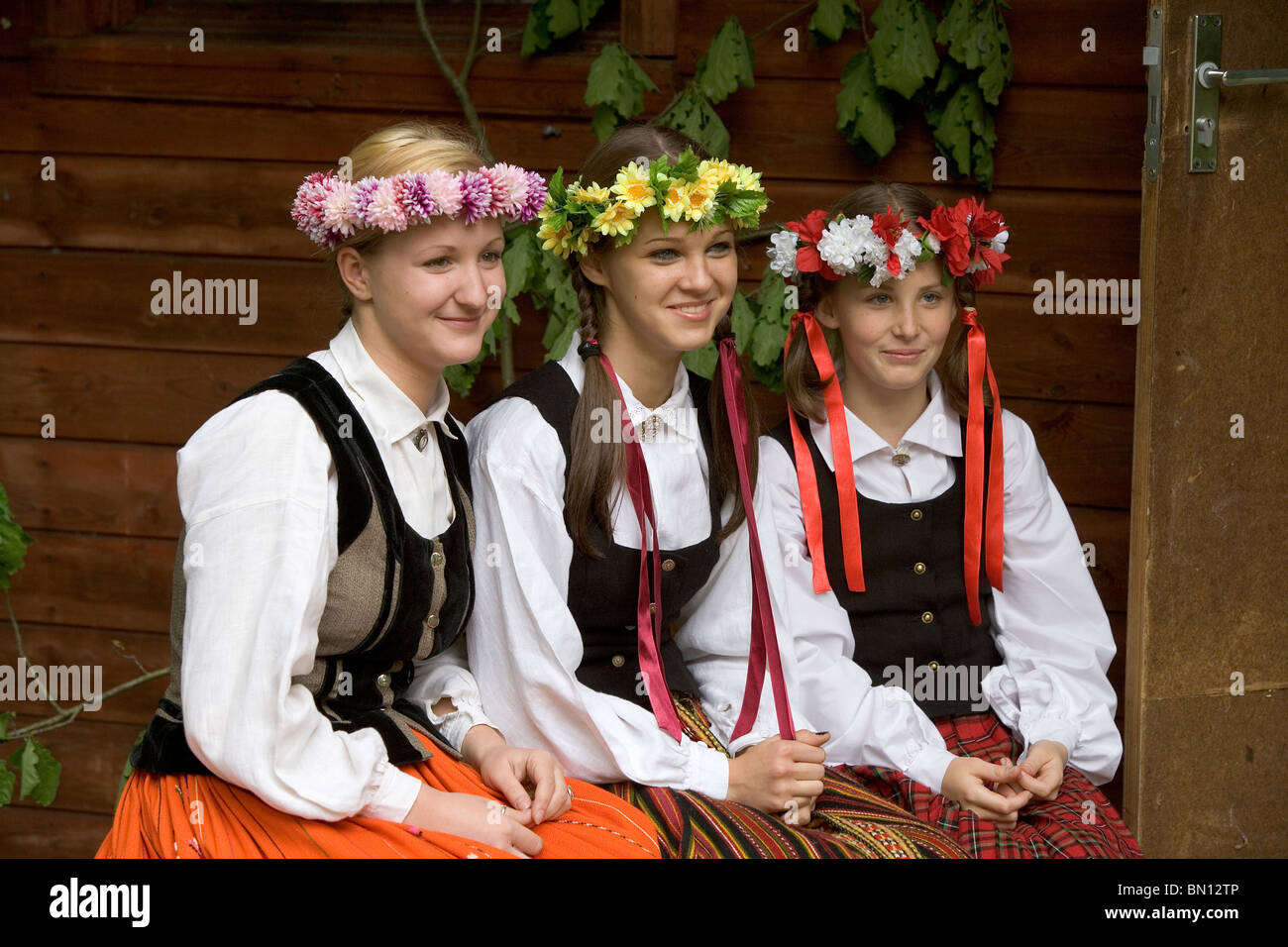 Latvia,Latvian folklore,Traditional costumes Stock Photo - Alamy