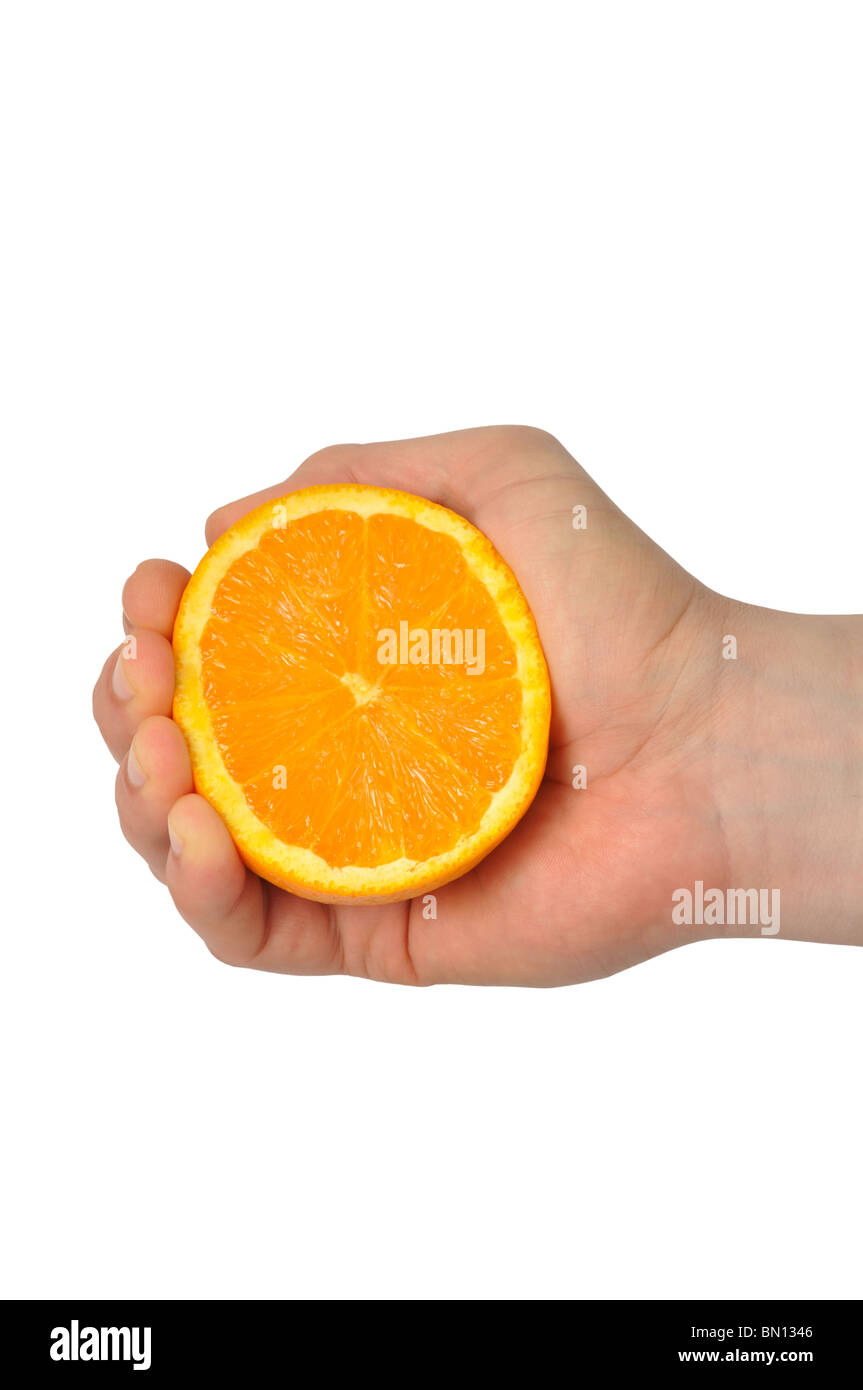 Half orange in hand hi-res stock photography and images - Alamy