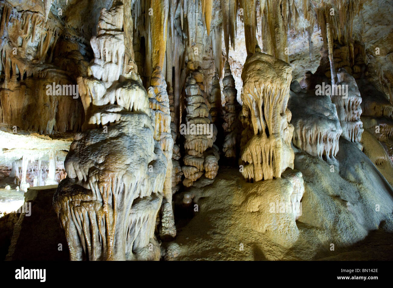 View inside the limestone Caves of Campanet in Majorca, Spain 2010 ...