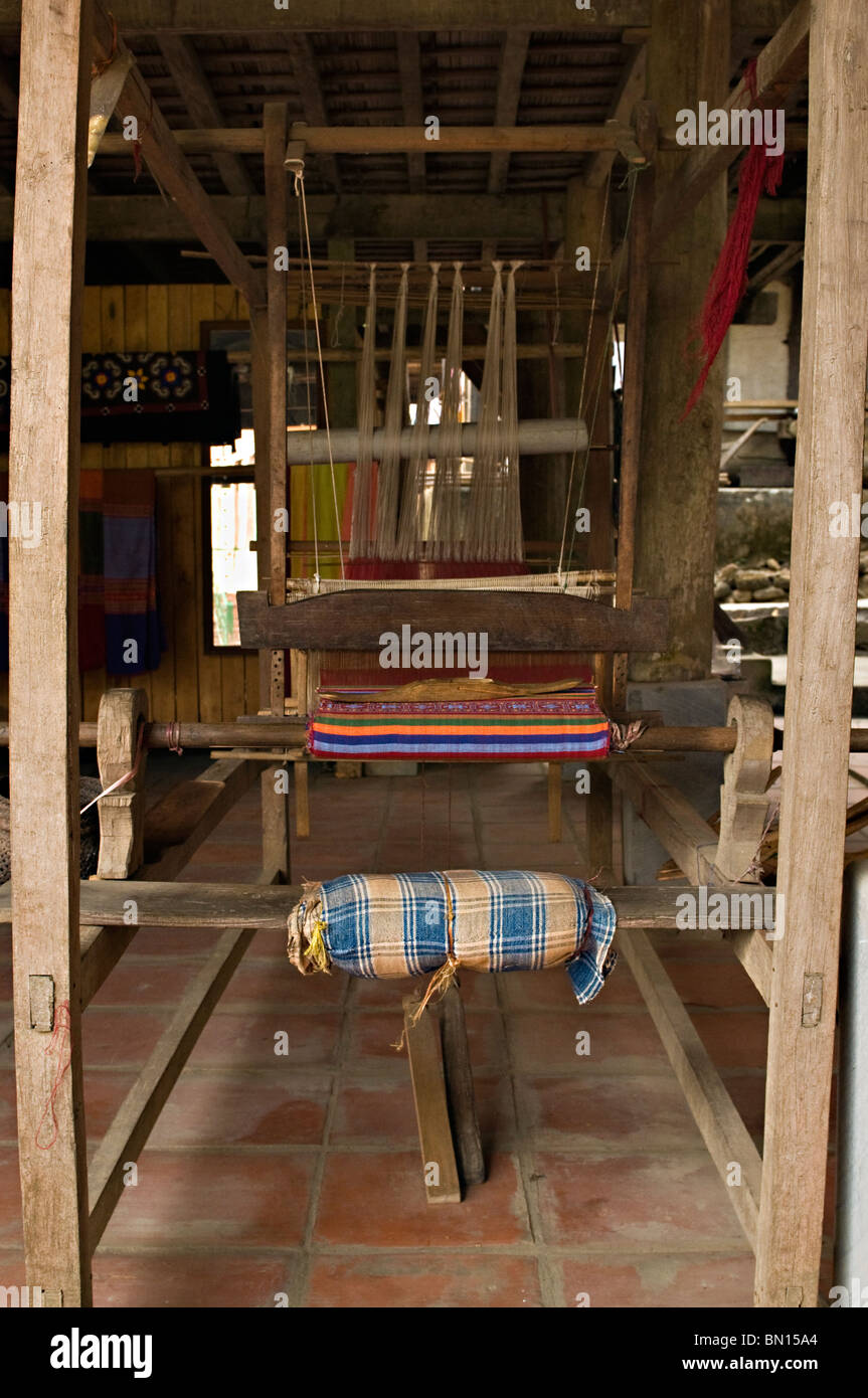 Traditional White Thai weaving loom in a home stay in Mai Chai, north ...