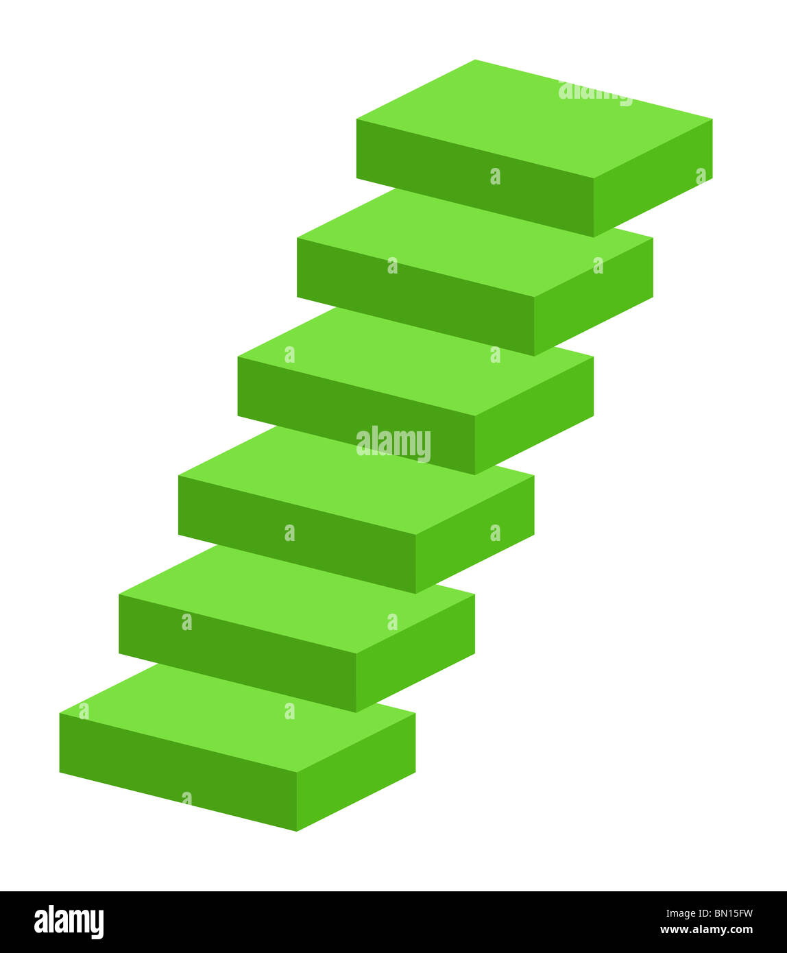 Three dimensional illustration of green steps, isolataed on white ...