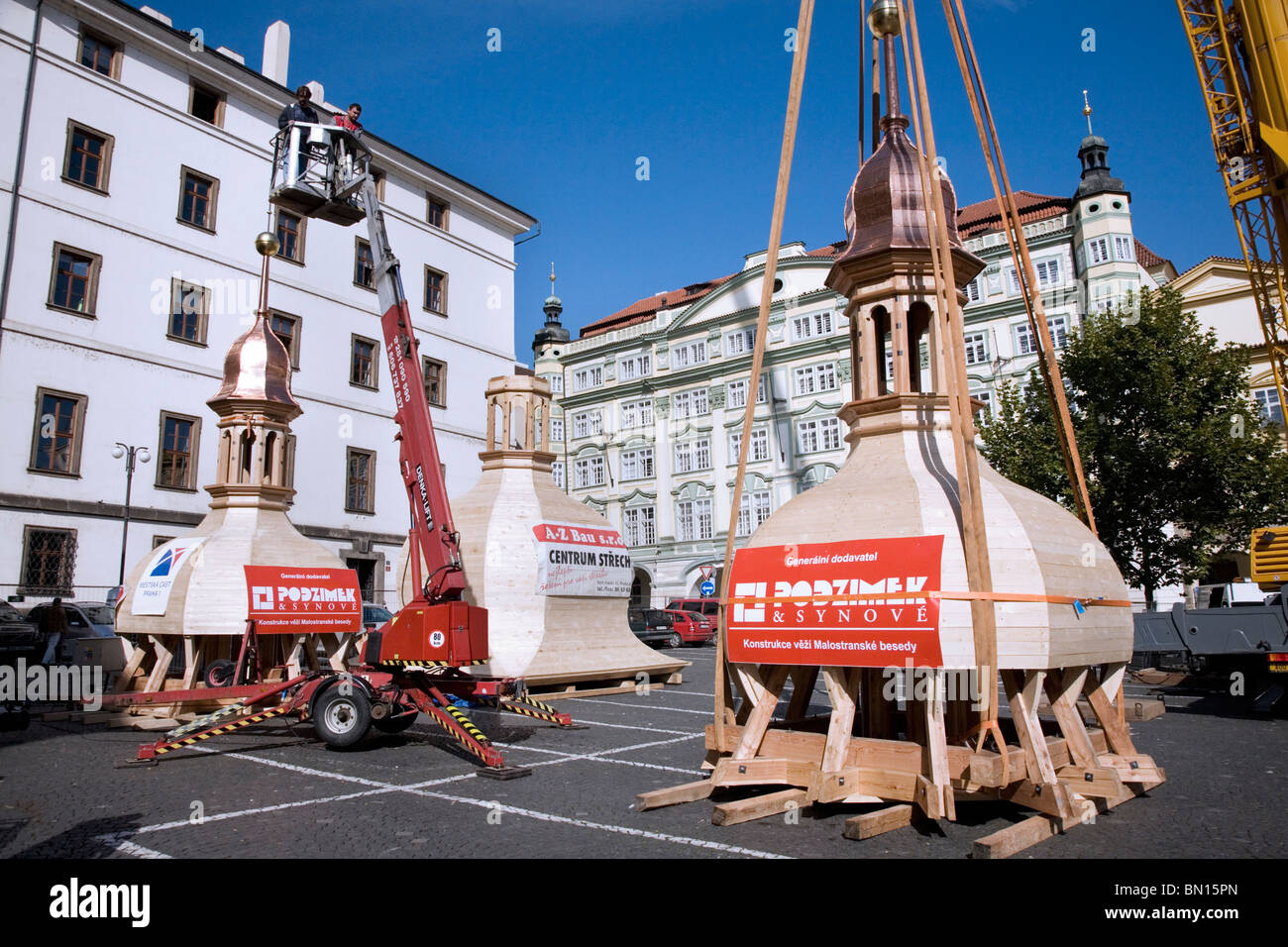 Construction of a new Onion Tower for a Baroque Building Prague Stock ...