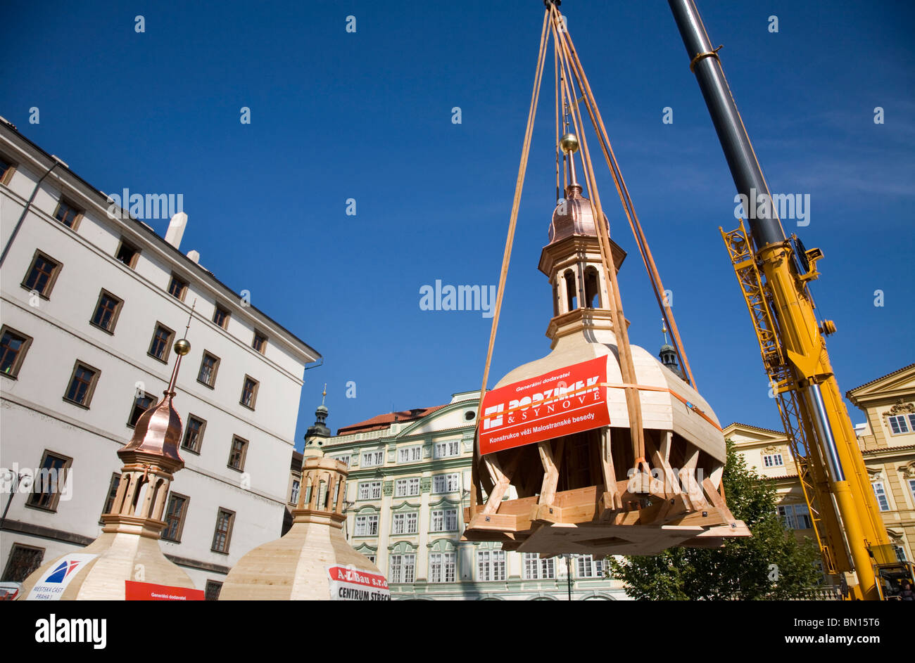 Construction of a new Onion Tower for a Baroque Building Prague Stock ...