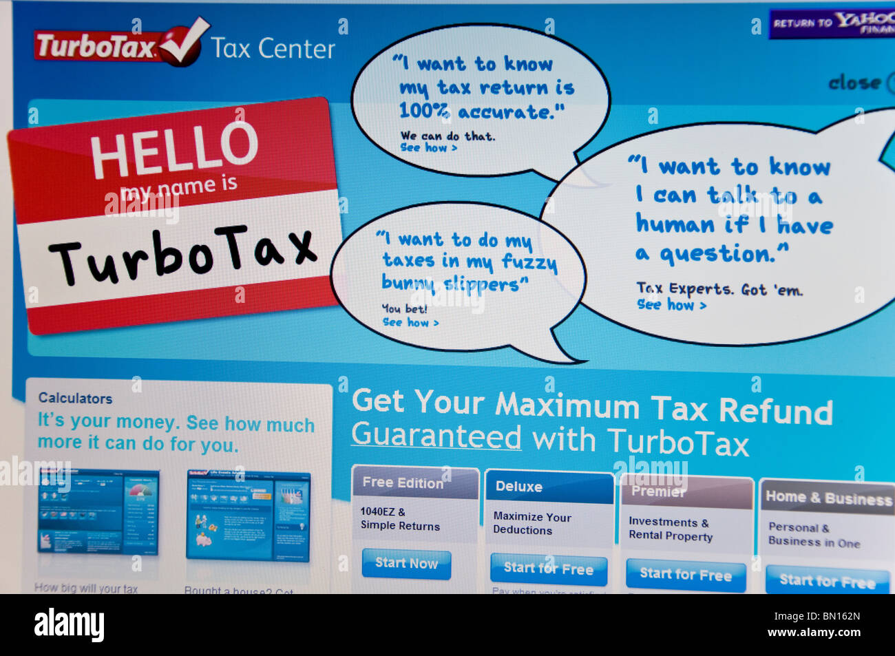 TurboTax website screenshot Stock Photo - Alamy