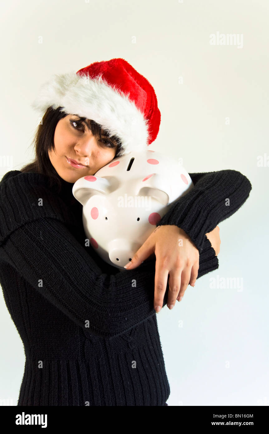 Beautiful Girl Santa Stock Photo - Alamy