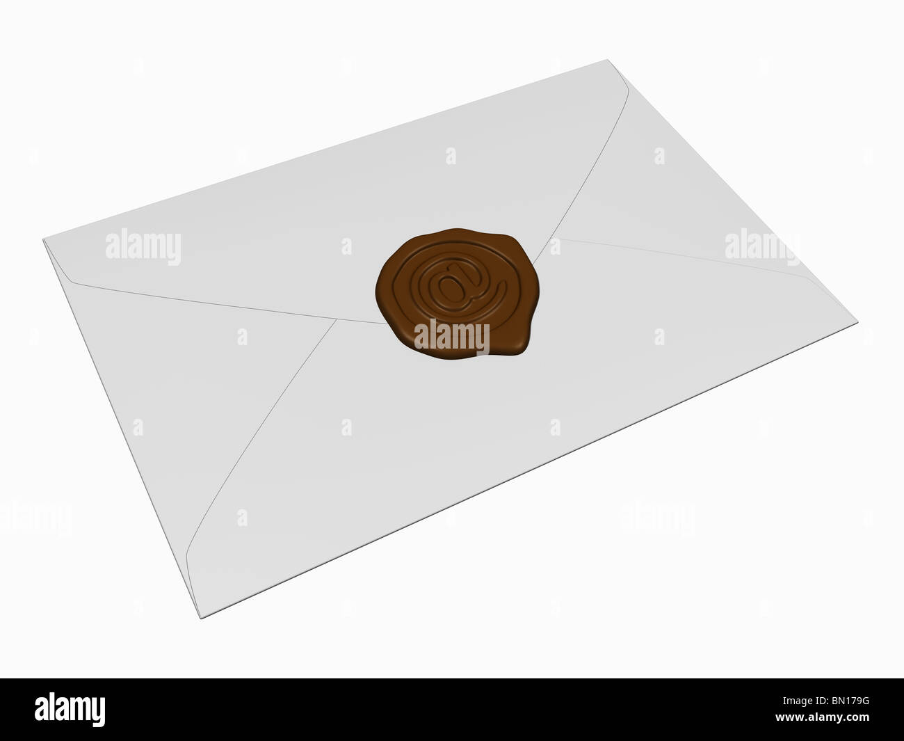 Three-dimensional model of an envelope with a symbol of e-mail on a ...