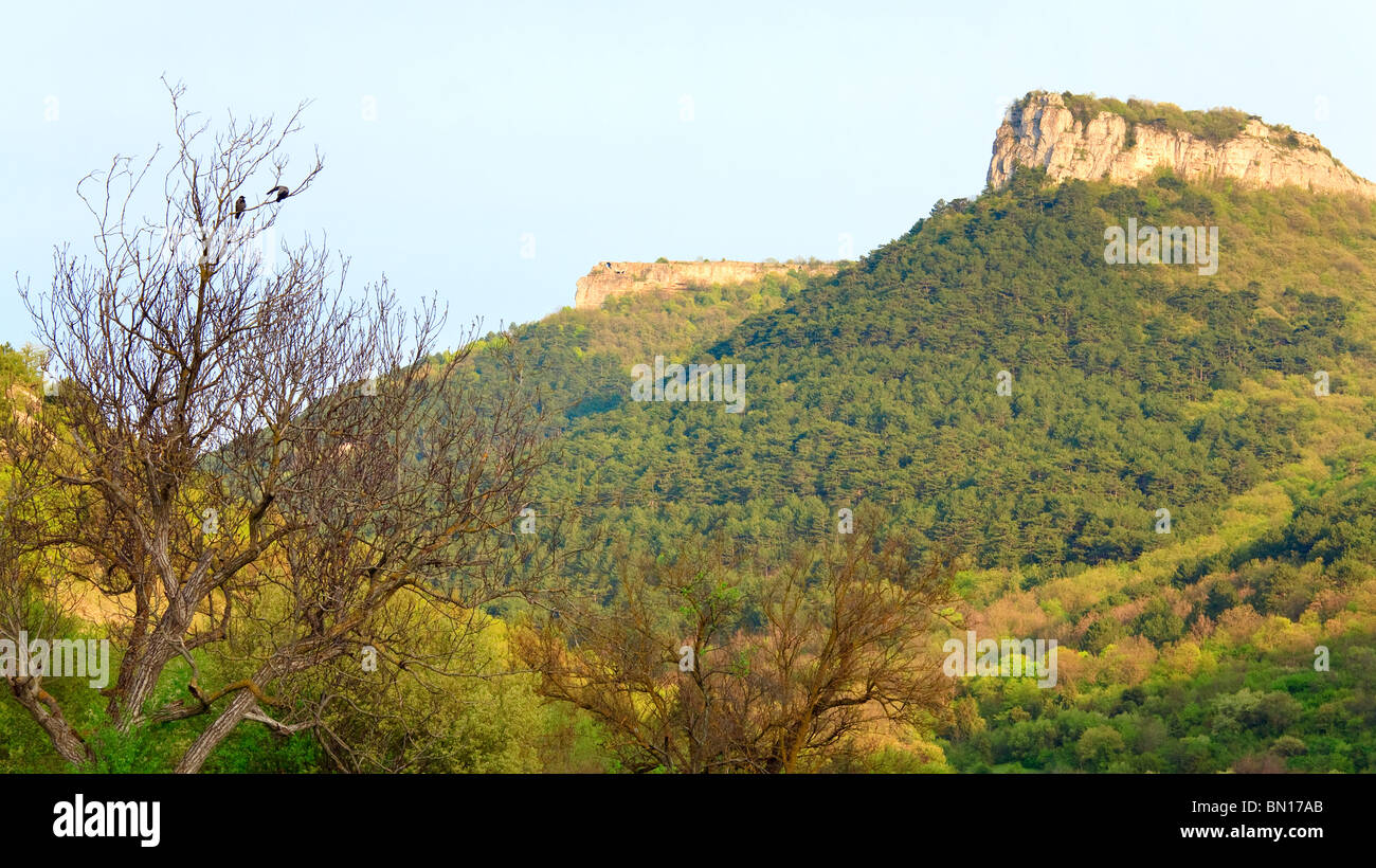 Spring Crimean mountain landscape with Mangup Kale - historic fortress ...