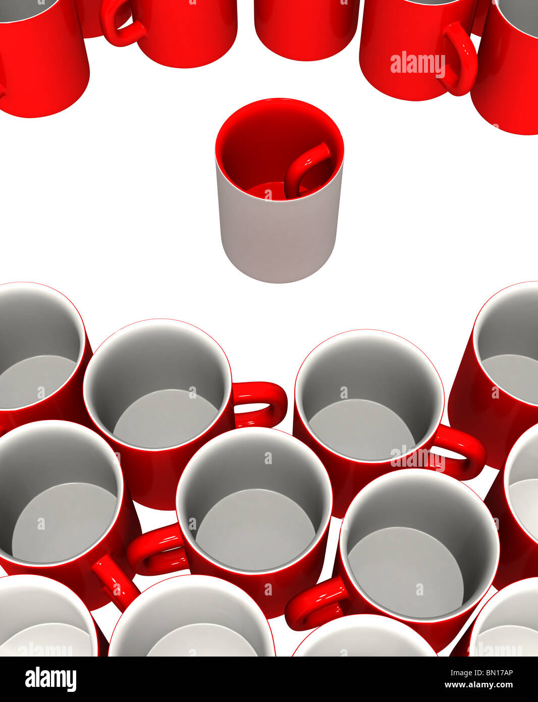 Three-dimensional model - a mug with the handle inside. It stands in an ...