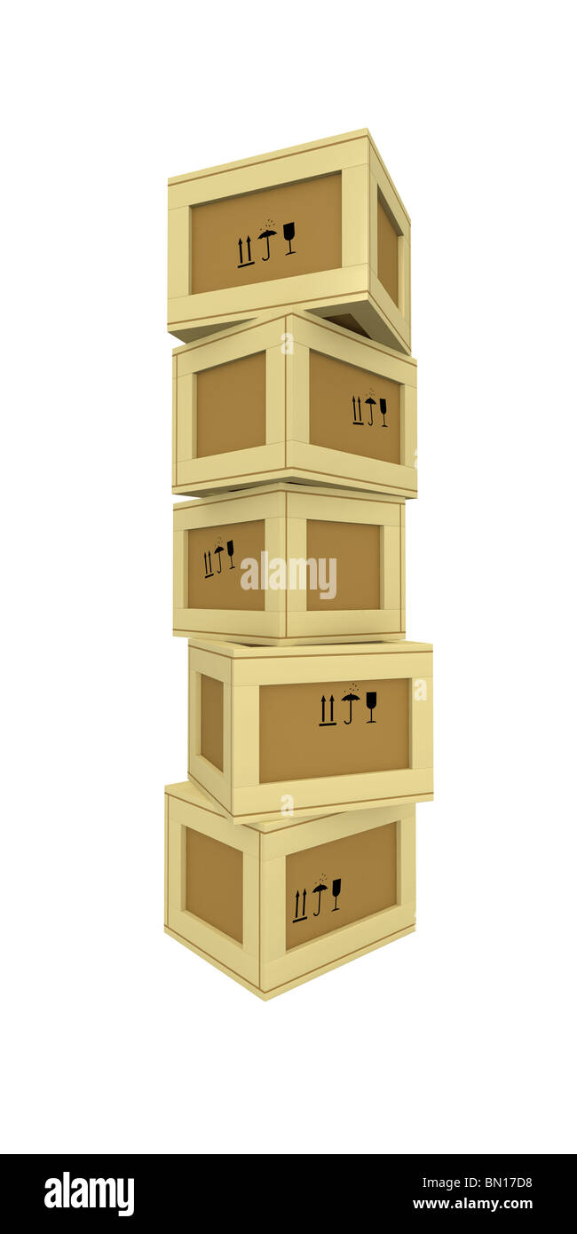 Three-dimensional model - carelessly combined packing-cases Stock Photo ...