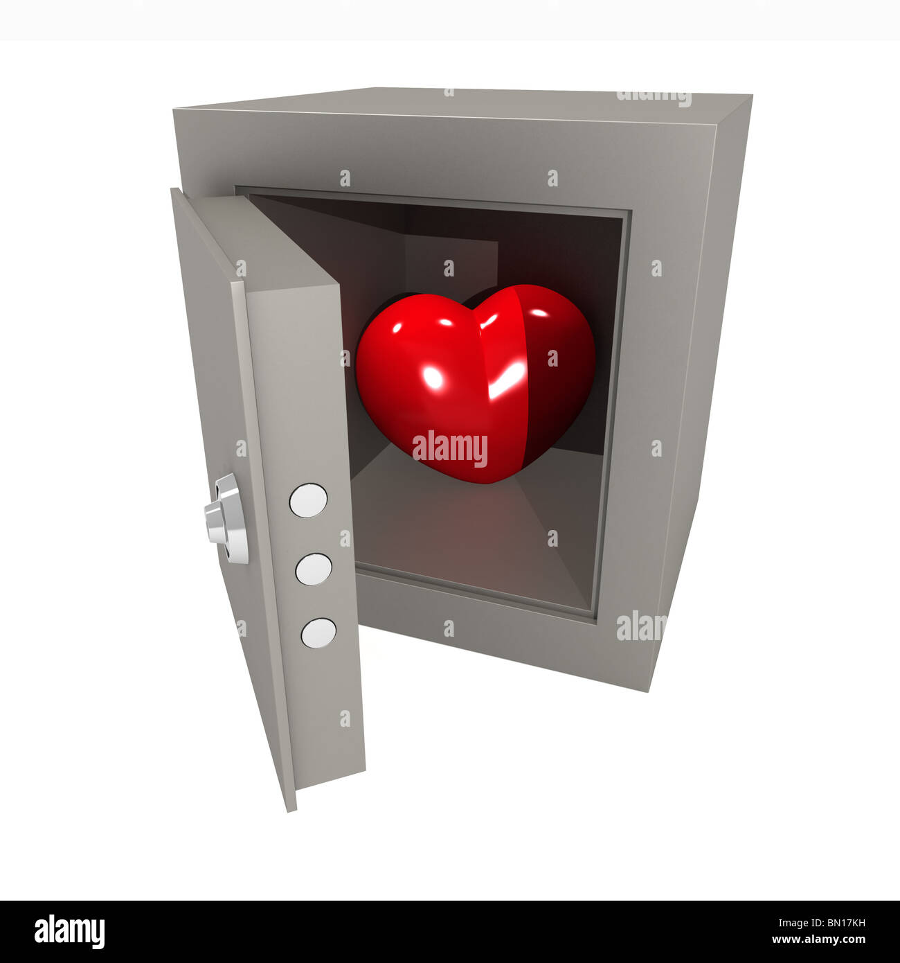 Three-dimensional model. A figure of heart in the metal safe Stock ...