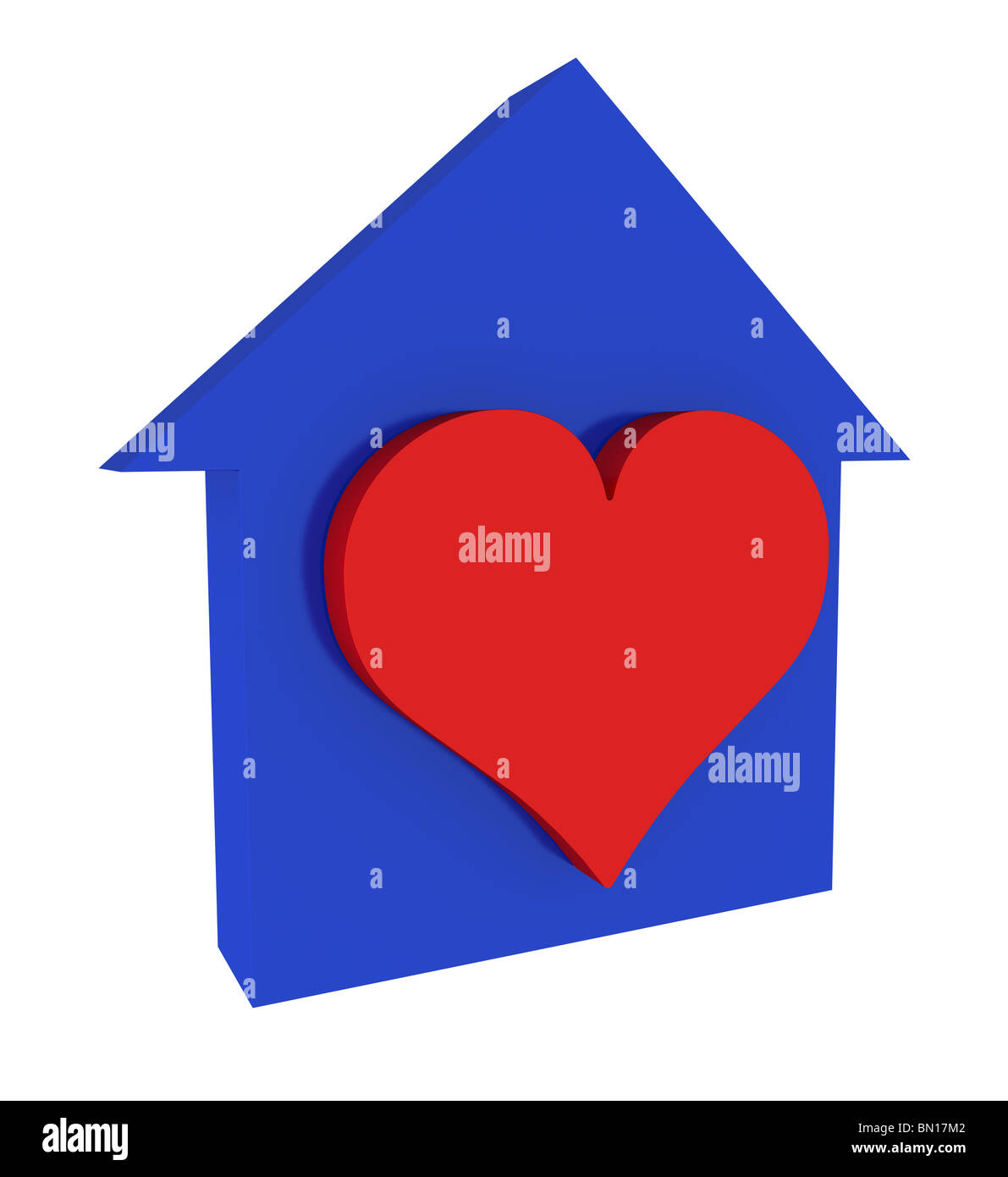 Three-dimensional model - a silhouette of a house and a heart Stock ...