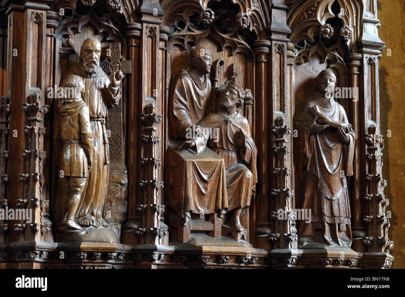 Bishop`s arm carving, Peterborough Cathedral, Cambridgeshire, England ...