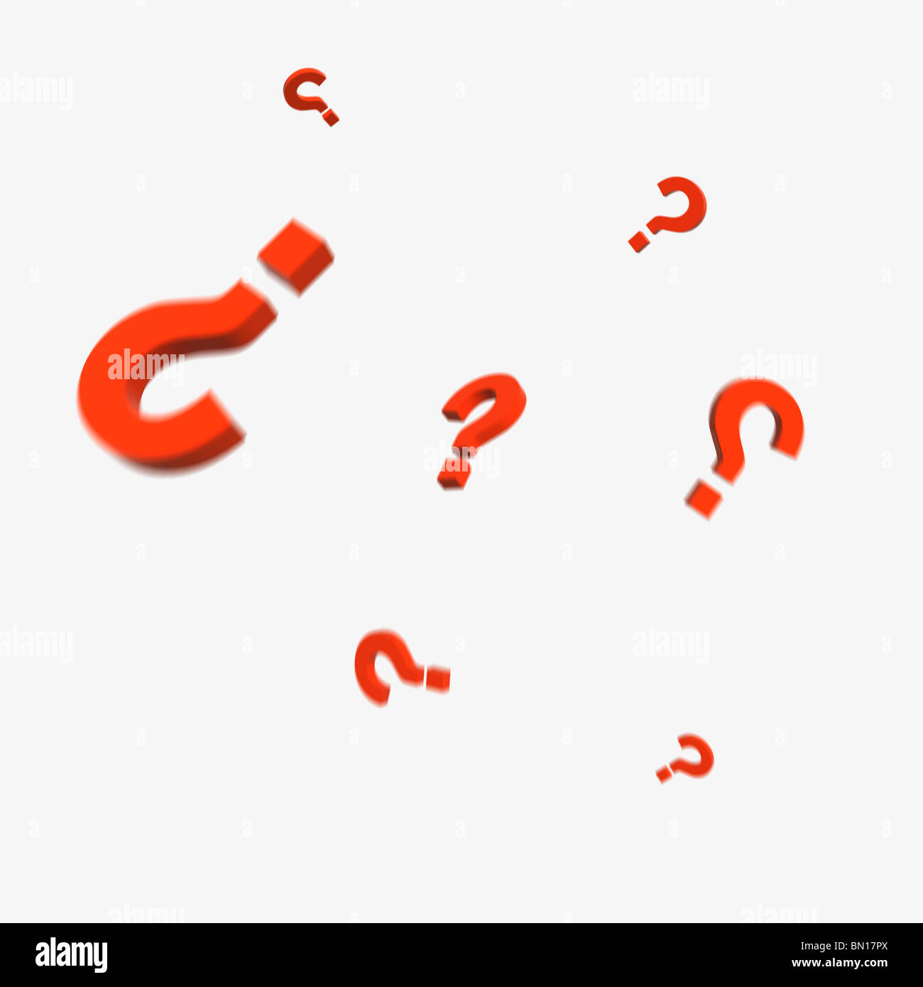 Falling marks of questions with motion blur Stock Photo - Alamy