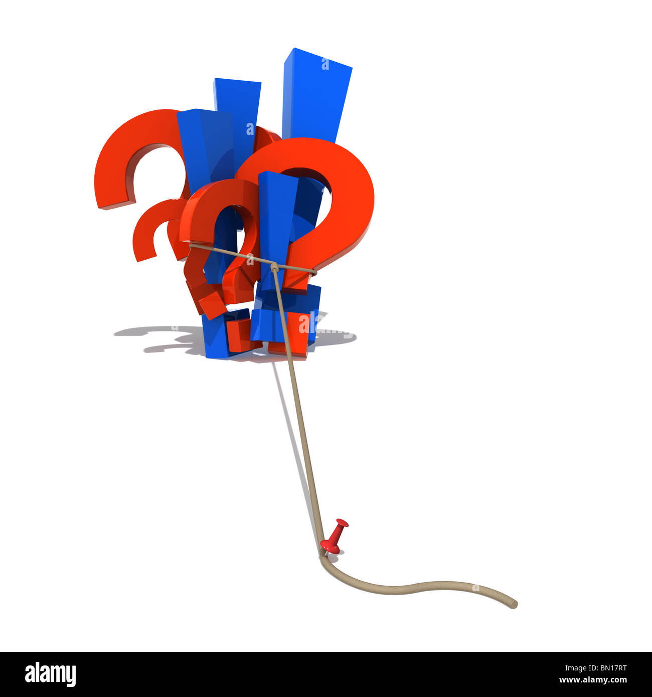 Three-dimensional model - drawing-pin holds symbols in a loop. A ...