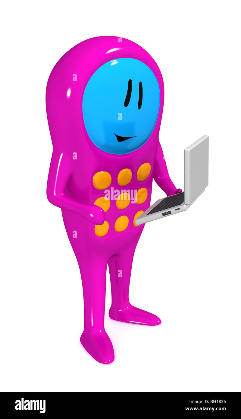 Three-dimensional model - a humanoid figure of the mobile phone with ...