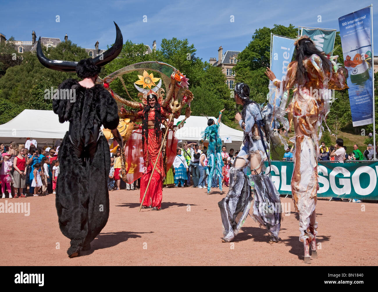 The goddess Durga faces of the water buffalo demon, Mahisha in a FIPA ...