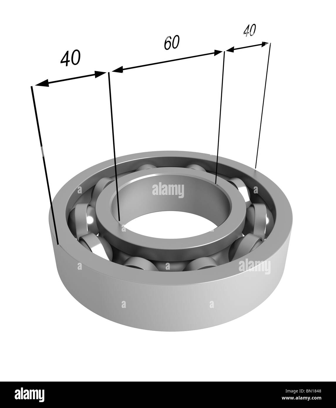 Three dimensional model bearing marked sizes hi-res stock photography ...