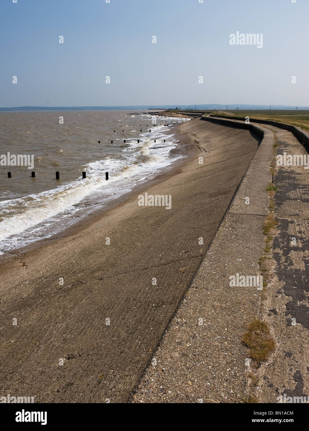 High tide at Leysdown Beach on the Isle of Sheppey in Kent. Photo by ...