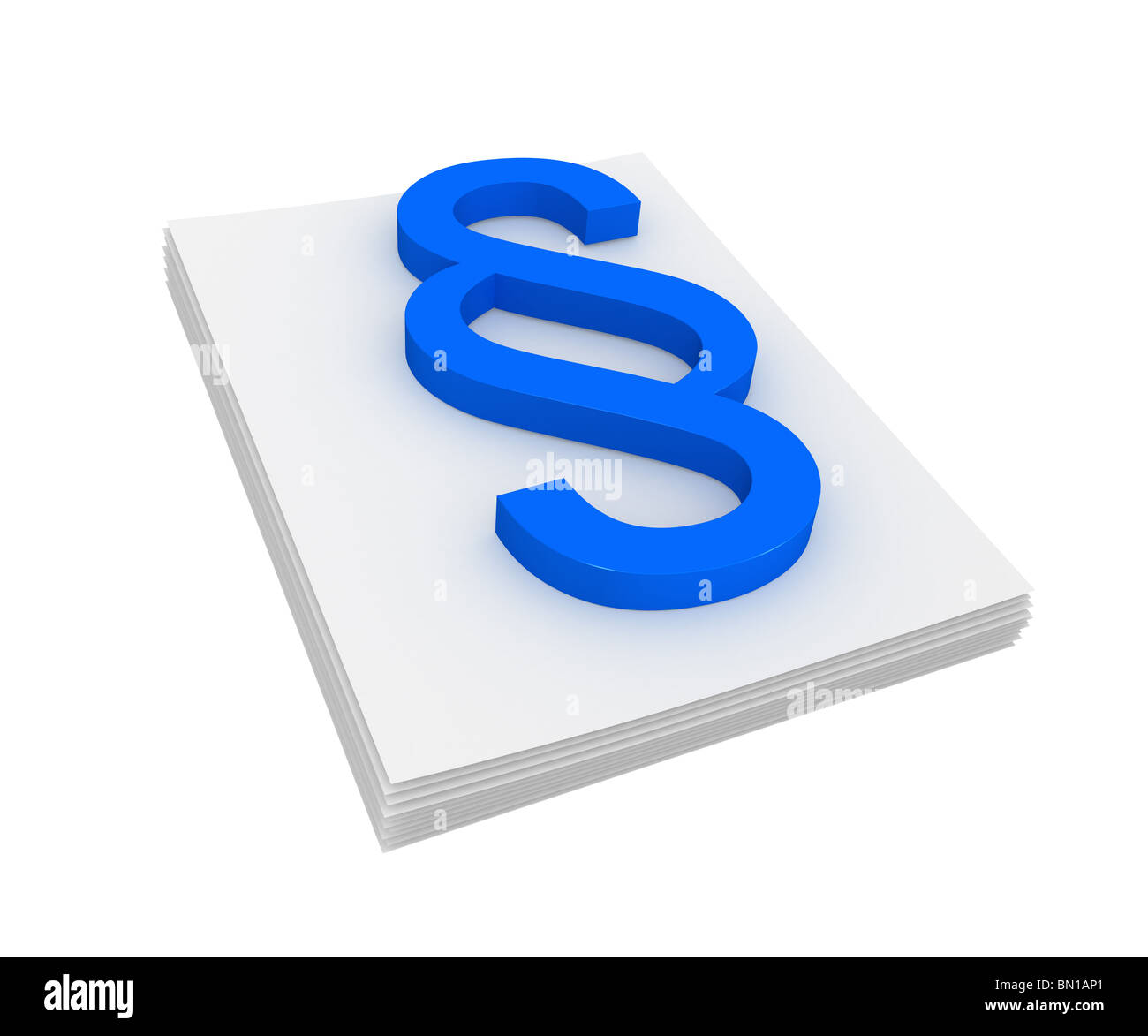 Three-dimensional mark "Paragraph" presses the stack of paper Stock ...