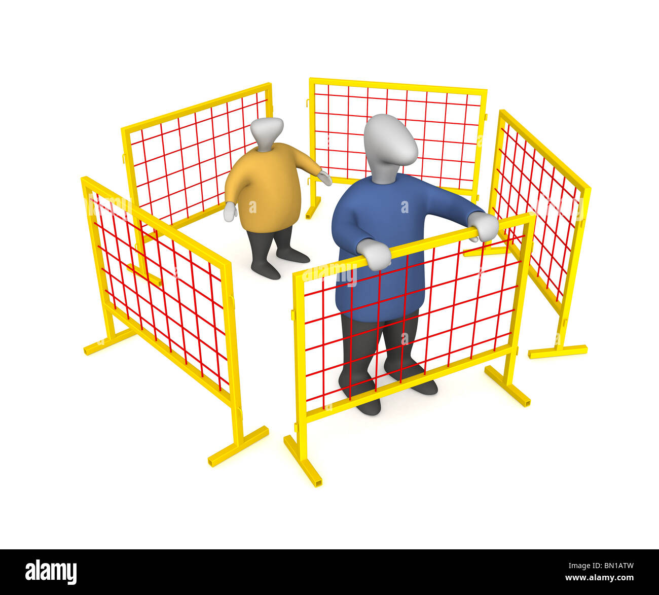 Three-dimensional image - people behind the fence Stock Photo - Alamy