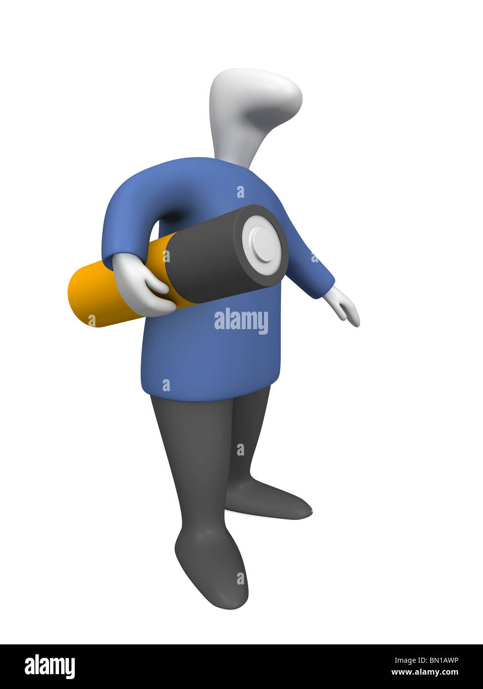 Three-dimensional image - a man holds the battery Stock Photo - Alamy
