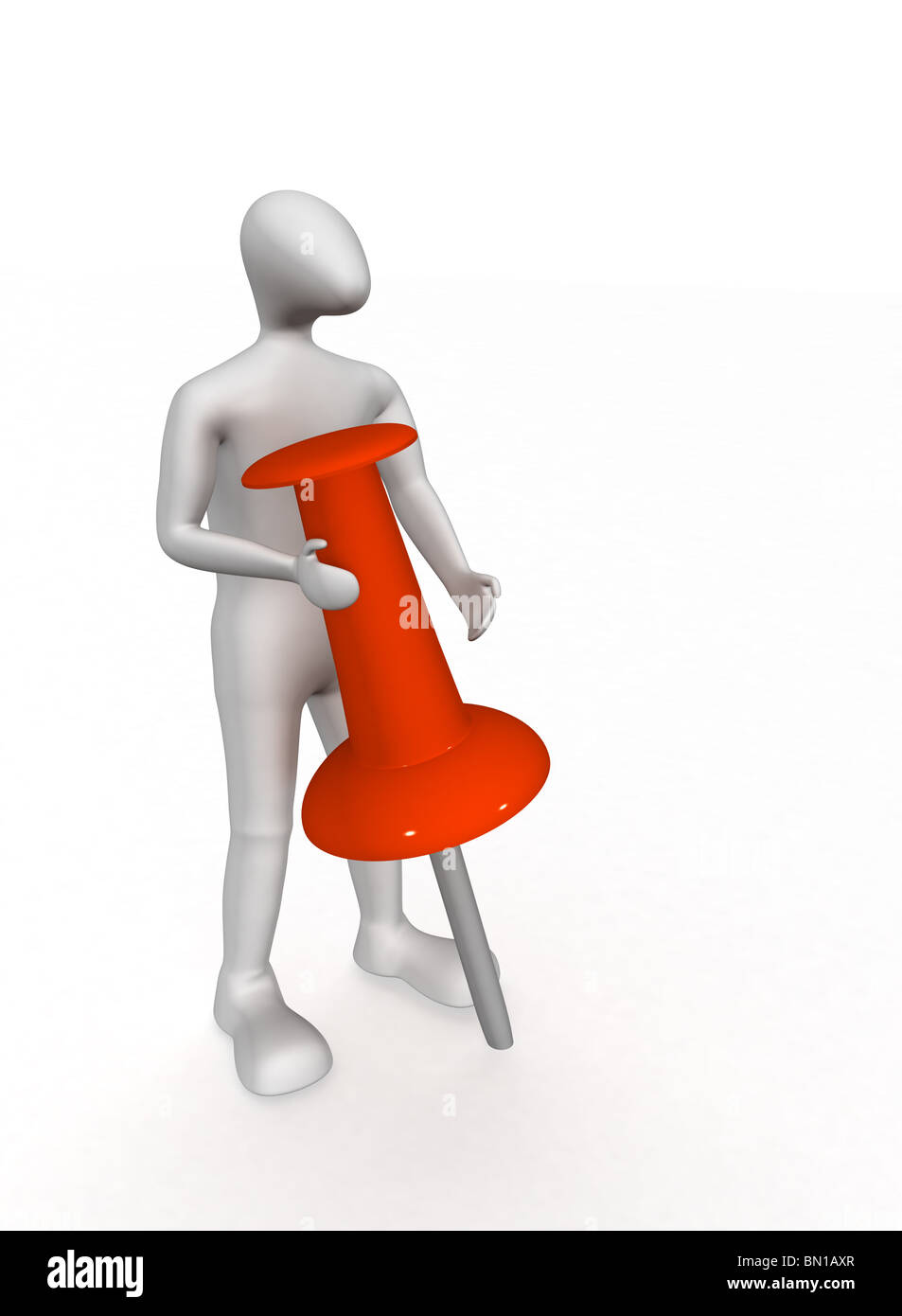 3D human attaches to the wall piece of paper Stock Photo - Alamy