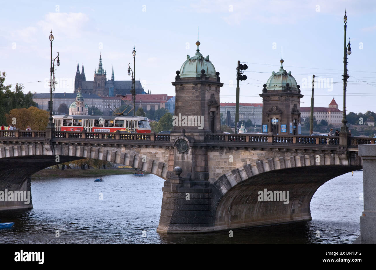 Tramway Bridge over the Vltava River, Prague, Czech Republic Stock ...