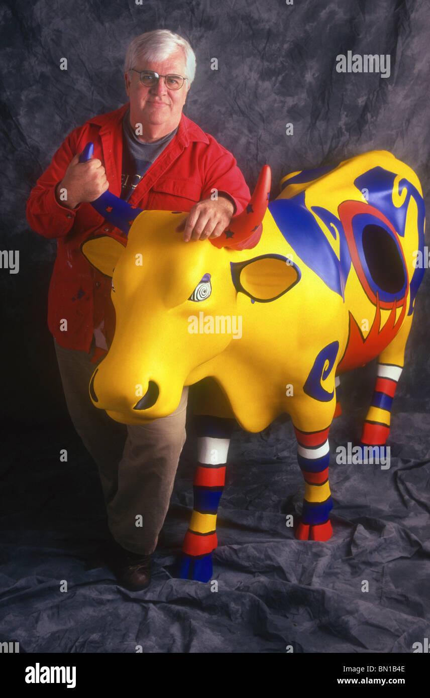 Artist Peter Ketchum with Cow-Ider for the Mooseum of Modern Art Stock ...