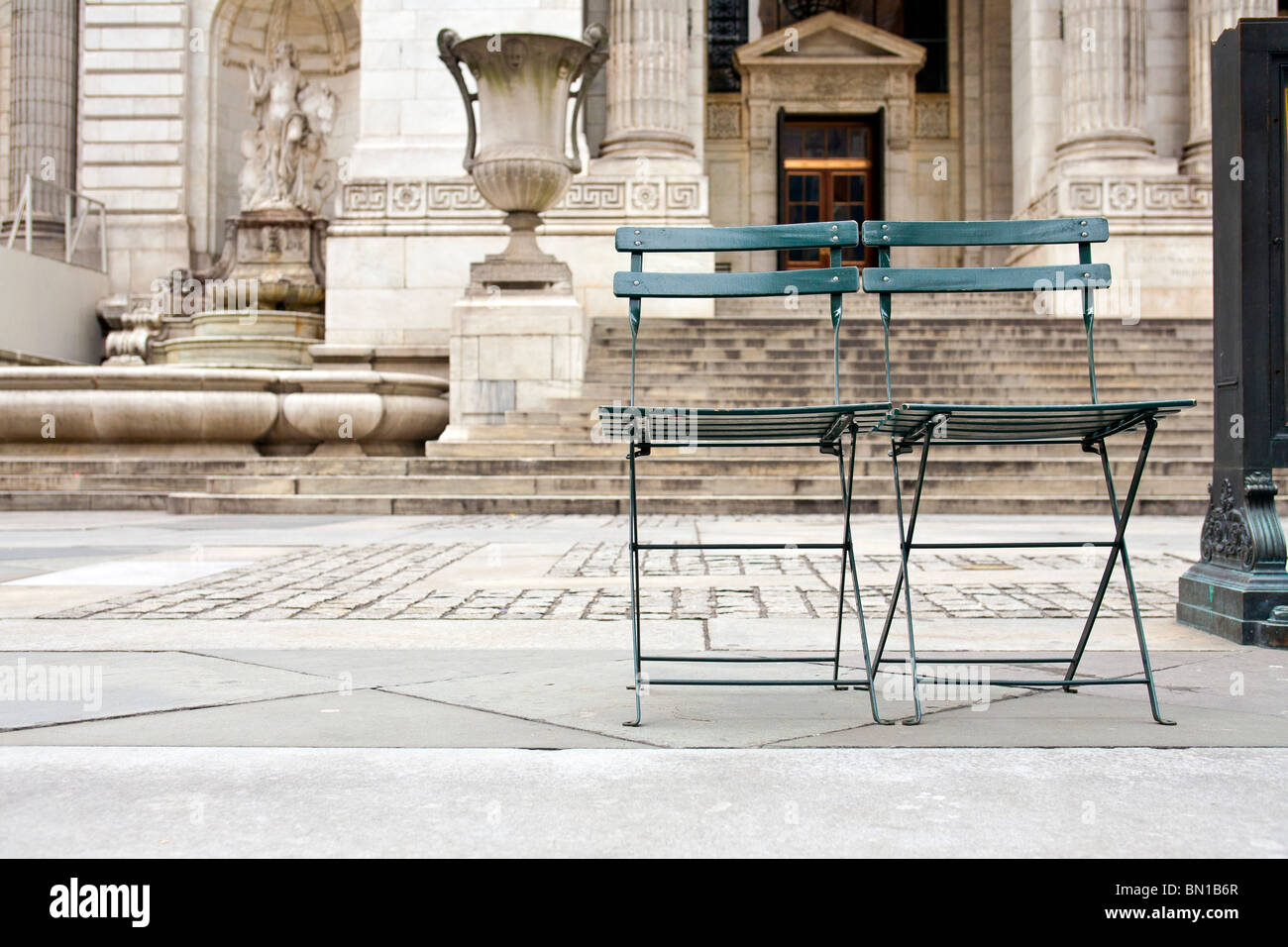 Public Library Chairs by a New York City Library Stock Photo - Alamy