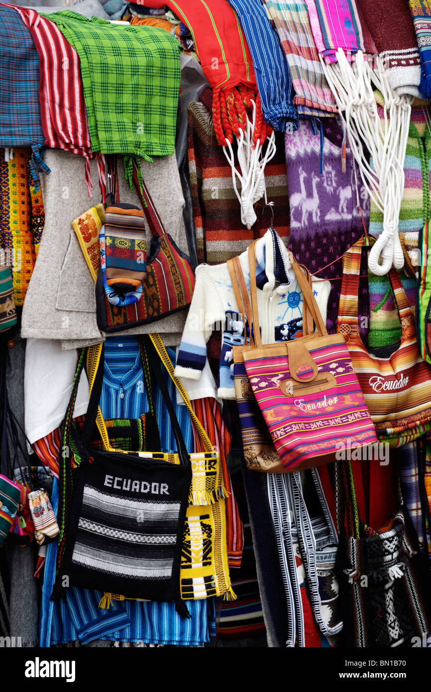 Colourful textiles on sale at a street market in the Plaza San ...