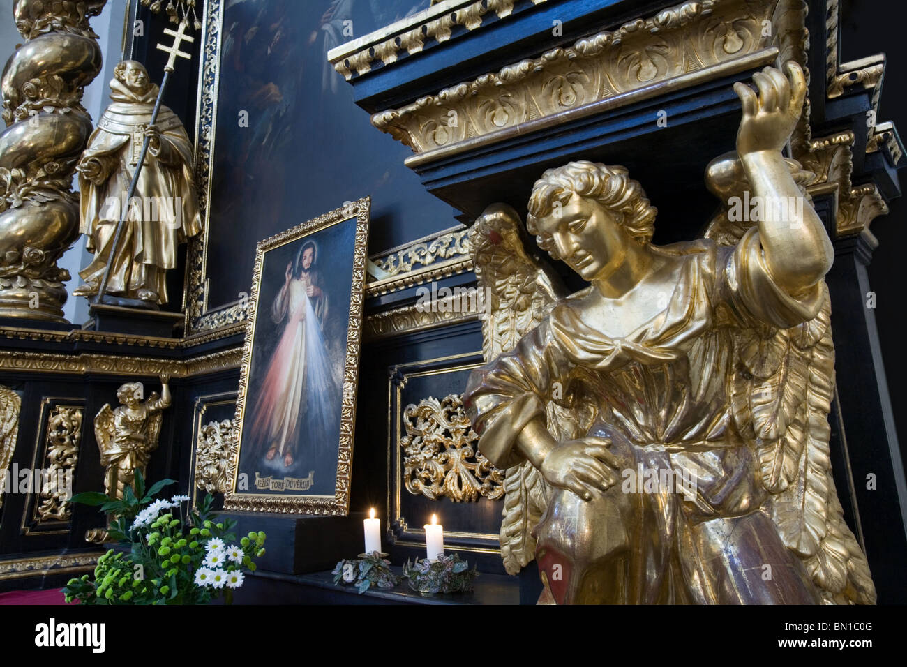 Religious gilded sculptures, Church of the Infant Jesus of Prague Stock ...