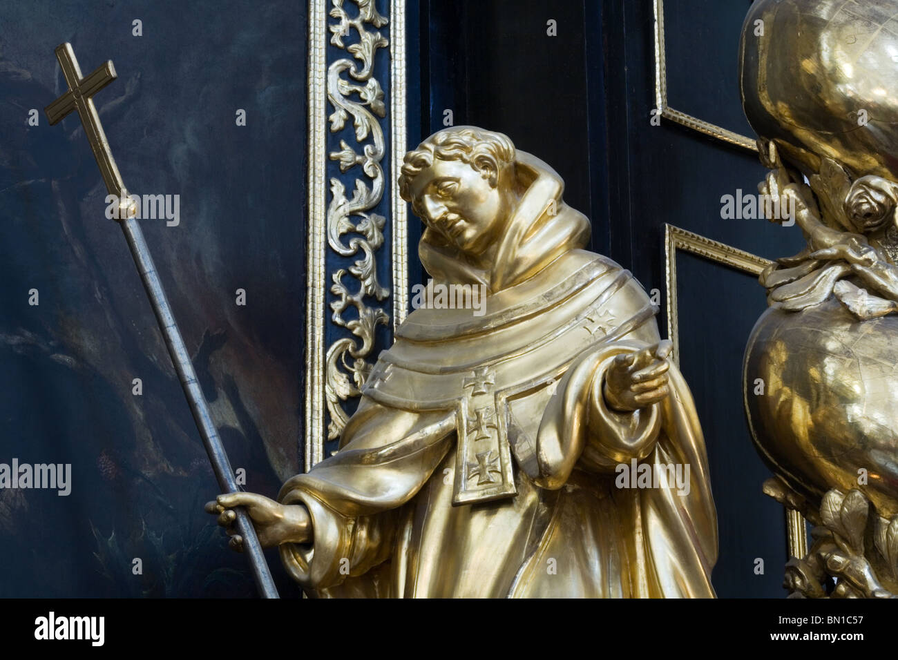 Religious gilded sculptures, Church of the Infant Jesus of Prague Stock ...