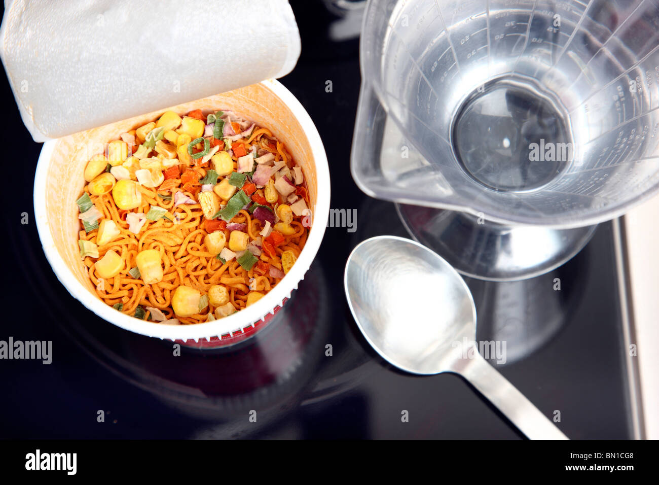 Instant soup, just ad hot water to finish the meal. Dried ingredients ...