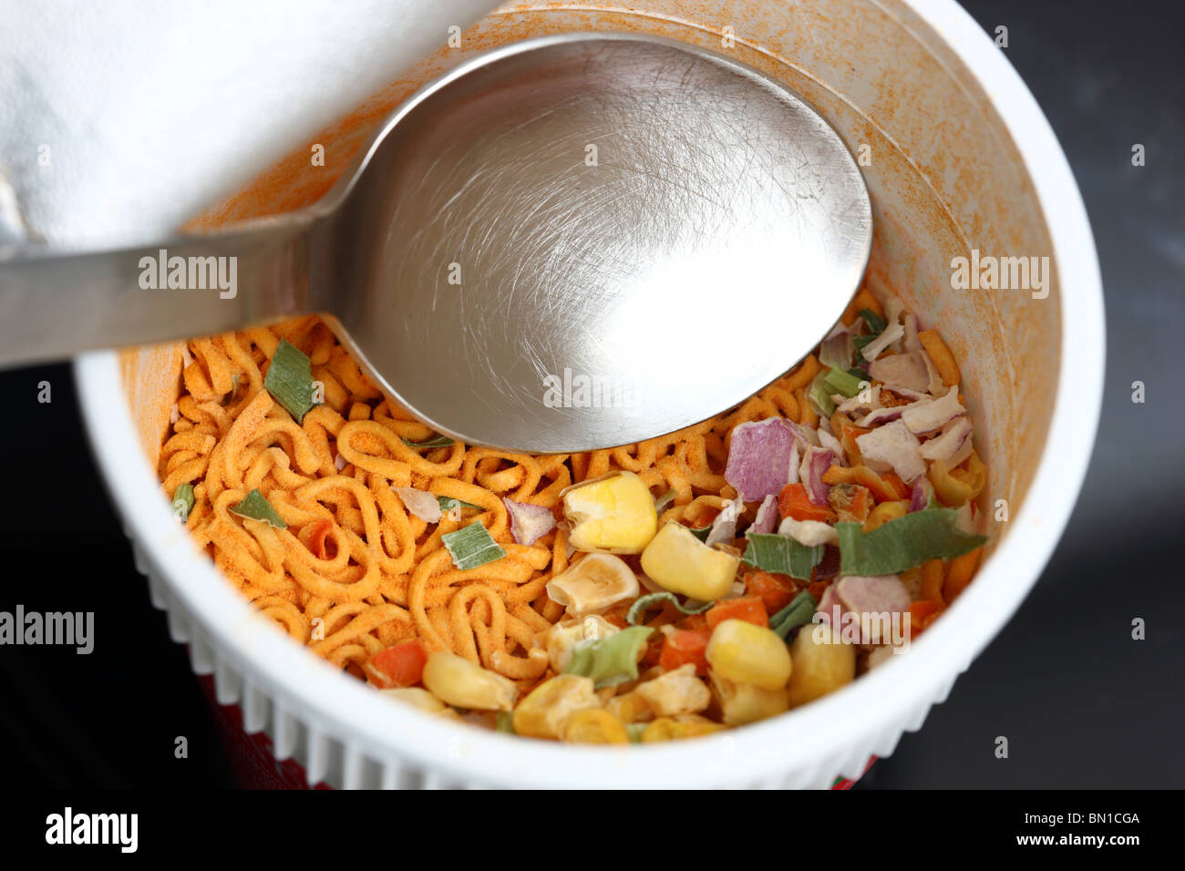 Instant soup, just ad hot water to finish the meal. Dried ingredients ...