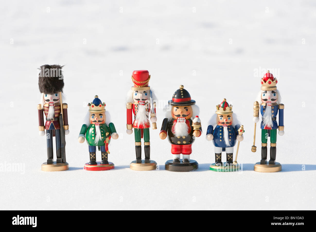 A Group of Nutcrackers stands on the snow Stock Photo - Alamy