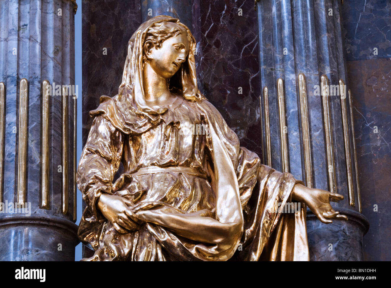 Religious gilded sculpture, Church of the Infant Jesus of Prague Stock ...