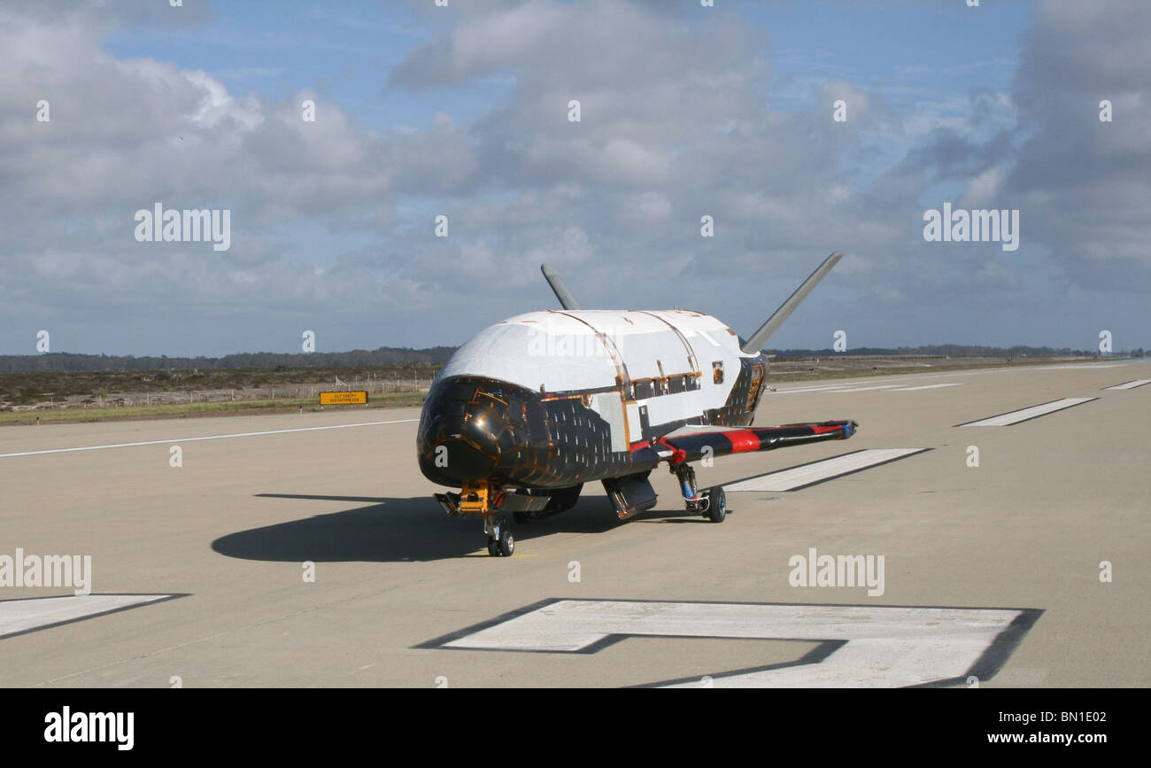 In a testing procedure, the X-37B Orbital Test Vehicle taxis on the ...