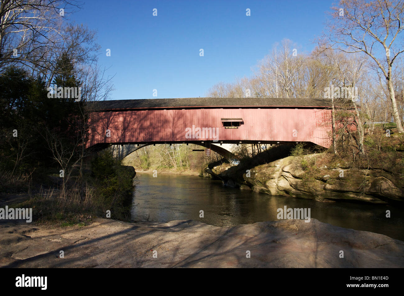 The Narrows Covered Bridge over Sugar Creek. Turkey Run State Park ...
