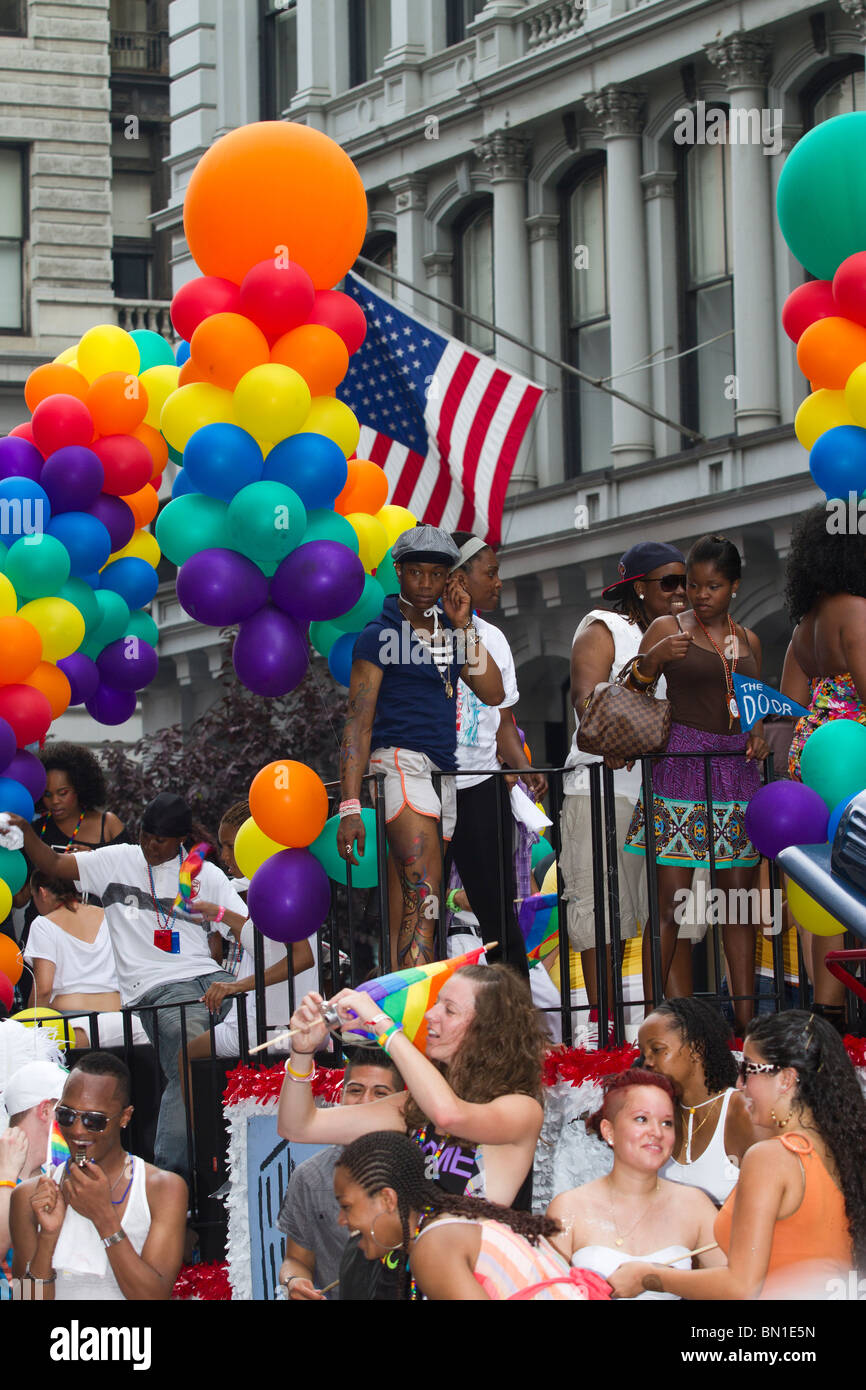 Float and marchers in the 2010 Gay Pride parade in New York City Stock ...