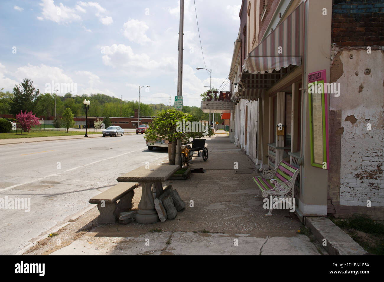 Star Theater and Main Street. Hannibal, Missouri. Warm spring day Stock ...